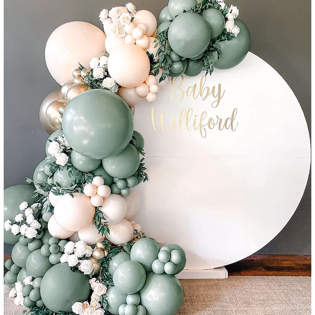 Dusty Green Balloon Garland Double Stuffed Olive Green Balloon Different Size Retro Mint Green Balloon Arch Kit for Birthday Wedding Baby Shower Bridal Shower Engagement Party Decor