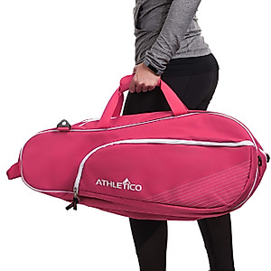Athletico 6 Racquet Tennis Bag | Padded to Protect Rackets & Lightweight | Professional or Beginner Tennis Players | Unisex Design for Men, Women, Youth and Adults (Pink)