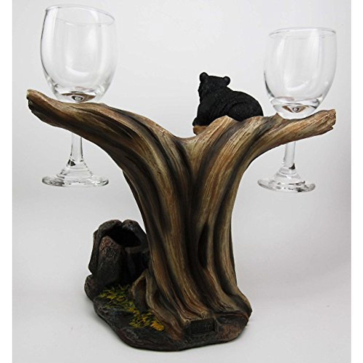 Gifts & Decor 10" Tall Climbing Black Bear Liquor Wine Glasses and Bottle Valet Holder Decorative Figurine