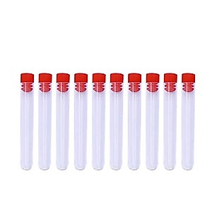 HEALLILY Sewing Needles Tube Clear Plastic Storage Empty Tubes Beads Container Organizers Bottles with Red Plug 10 Pcs