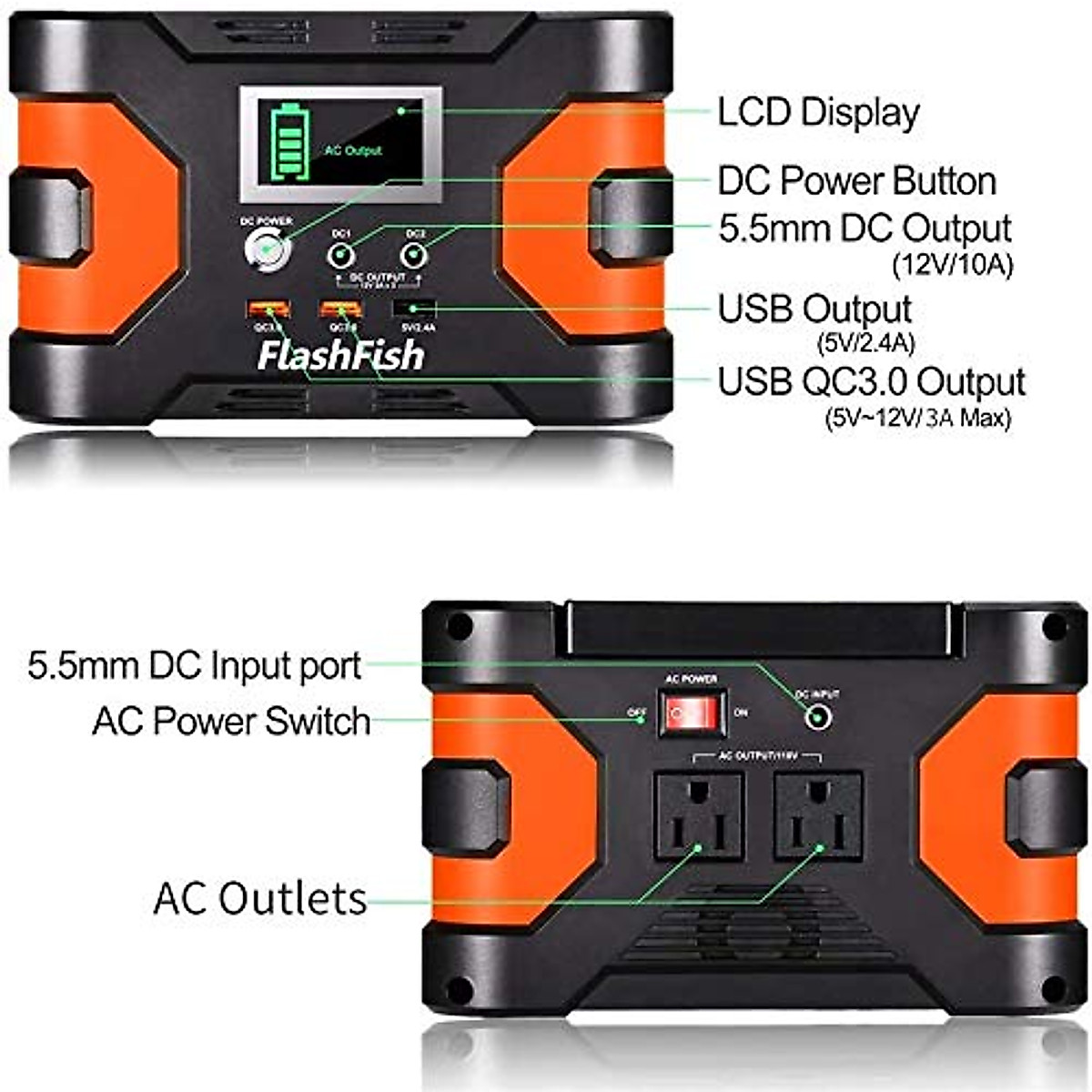 200W Peak Power Station, Flashfish [CPAP] [Battery] 166Wh 45000mAh Backup [Power] [Pack] 110V 150W Lithium [Battery] [Pack] Camping Solar Generator For Camping Home Emergency [Power] Supply