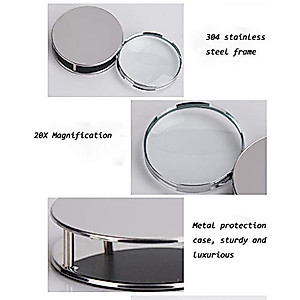 Mini Magnifying Glass 20X Folding Pocket Magnifier with Metal Protective Case Foldable Reading Magnifying Glass Portable Pocket Magnifying Glass for Reading, Inspection, Jewelry, Coins, Hobby, Travel