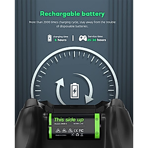 Rechargeable Battery Pack for Xbox Controller,4x2600mAh Batteries with Charger,Rechargeable Batteries Charger Station Compatible with Xbox Series X|S/Xbox One/Xbox One S/X/Elite Controller (4x2600mAh)