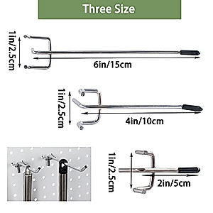 Cuyacili 30 pcs Pegboard Hook Round Hole Board Hook Wall Storage Rack Display Supermarket Snack Rack Kitchen Shelf Tool Storage Crafts Organizer Hook with Rubber Tipped(2inch/4inch/6inch)