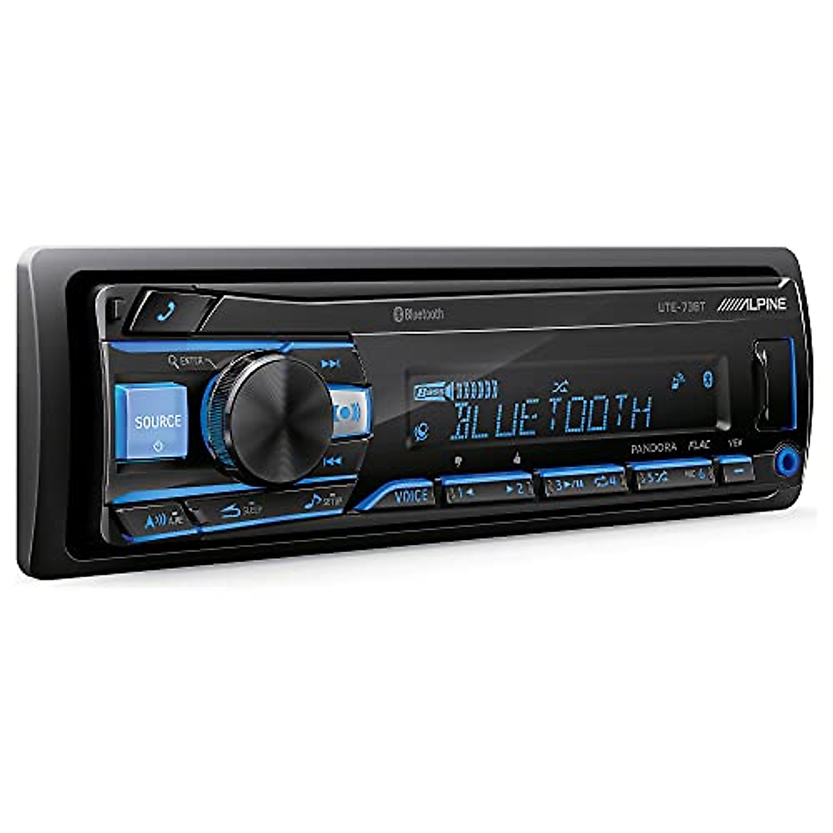 Alpine UTE-73BT Bluetooth Car Stereo Music Lover's Bundle with 4 SXE-1726S 220W Coaxial Speakers. No-CD Mechless Digital Media Receiver Head Unit, Streams from iPhone and Android, High Res via USB