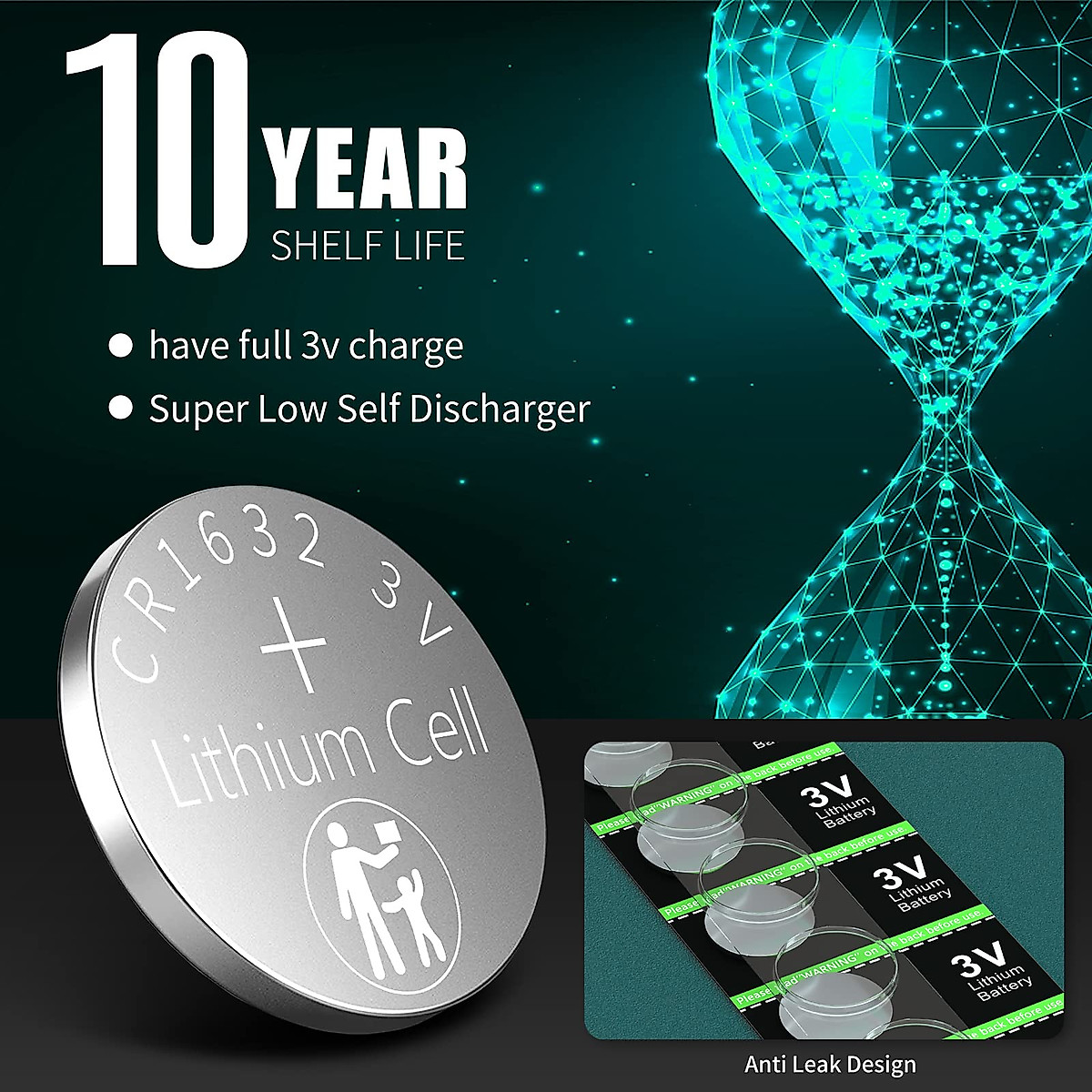 tyrone 3V Lithium Battery High Capacity Button Cell Battery for Watch, Key Fob, Car Remote, Glucose Monitor (CR12201)