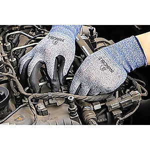 HANNASY Safety Work Gloves Poly NBR Foam Coated Protection, Easy Grip Slip Resistant Mechanic Garden Warehouse All Purpose (3, Medium)