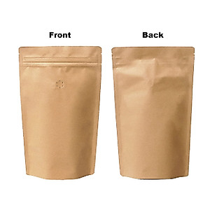 12 Ounce 50 Pieces Coffee Pouches with Ziplock - High Barrier Natural Kraft Paper Stand up Coffee Bags with One Way Degassing Valve & Zipper (50, 12oz/0.75lb/340gram)