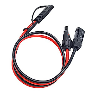 10AWG Solar Panel Connector Cable, 10AWG SAE Connector to Male & Female Solar Connectors Extension Cable Wire for RV Solar Panel DC Power Battery Charger with SAE Polarity Reverse Adapter