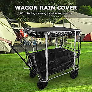 LOSCHEN] Wagon Rain Wind Cover for Outdoor Garden Camping Picnic Wagon Stroller Waterproof,Folding Trolley Cart Accessories((Cart Not Included))