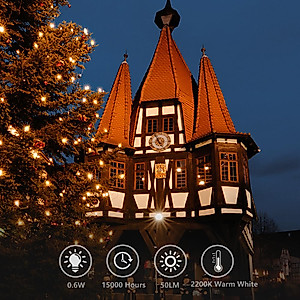 25 PACK C9 LED Christmas Light Bulb, C9 LED Replacement Bulb for Christmas String Lights, E17 Intermediate Base, 2200K Warm White, Commercial Grade Holiday Clear ‎Plastic Bulbs Dimmable Shatterproof