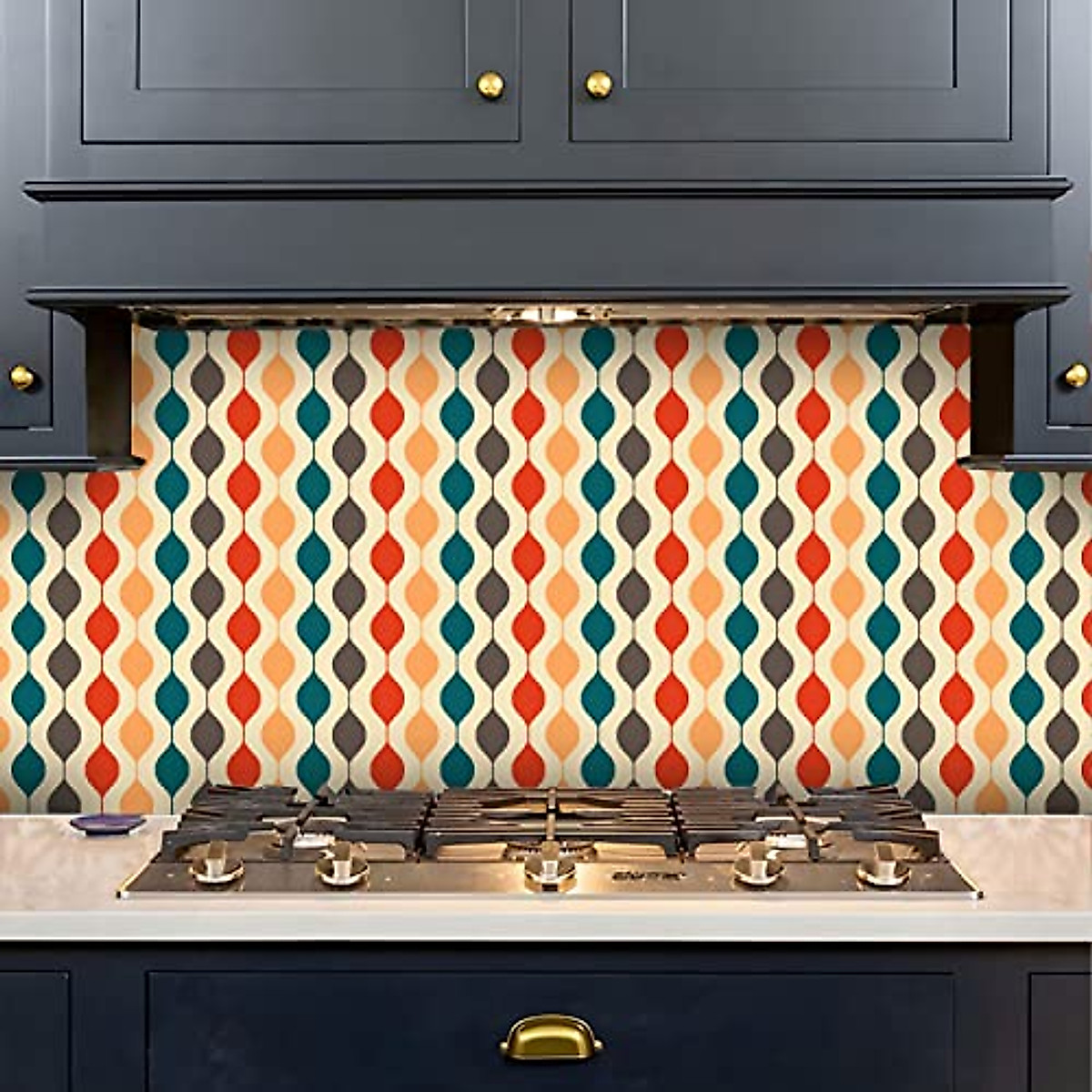 Red＆Yellow＆Green Peel and Stick Wallpaper Contact Paper 15.7”×196.8” Removable Wall Coverings for Home Decorative Table and Door Renovated