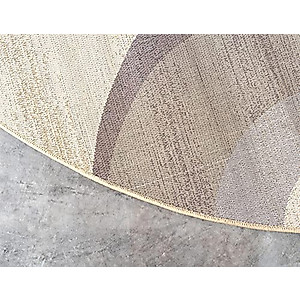 Unique Loom Barista Collection Modern, Abstract, Geometric, Circles, Bohemian, Rustic, Warm Colors Area Rug, 4' 0" x 4' 0", Beige/Brown