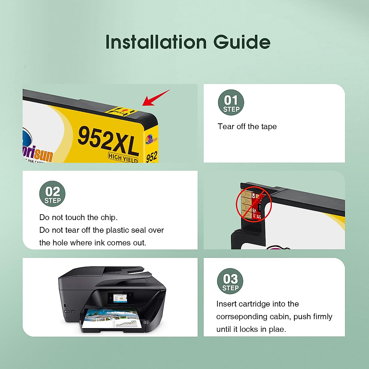 Clorisun 952 952XL Ink Cartridge Combo Pack Replacement for HP OfficeJet Pro 8710 7740 8720 8715 8210 8740 8702 7720 8725 8700 8730 Printer Ink (Black, Cyan, Magenta, Yellow, 4-Pack)