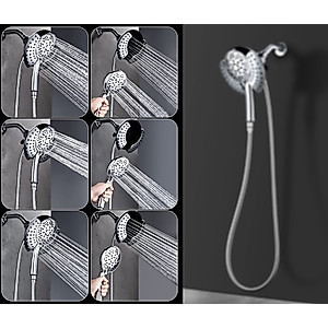 GRICH Dual Shower Head with Handheld: 2 IN 1 High Pressure Handheld Shower Head & Rainfall Shower Head, 9 Spray Modes/Settings Detachable Shower Head with Hose, cUPC and CEC Certification Approved