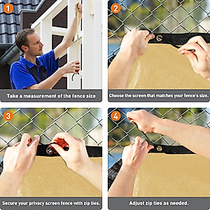 Cisvio 6ftx25ft Privacy Fence Screen Heavy Duty 170 GSM Windscreen & Dustproof Fabric Privacy Screen Covering Mesh Fencing for Outdoor Patio, Balcony, Pool Deck, Sand