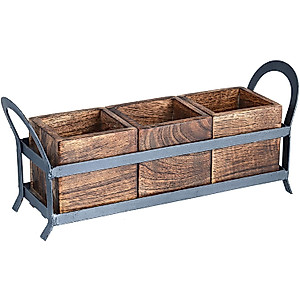 CUT01BR Wooden Utensil Cutlery Holder Caddy Flatware and Silverware Organizer Spoons, Forks, Knifes and Napkin Supplie