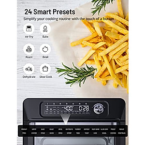 Air Fryer Toaster Oven, SWIPESMITH 24-in-1 Convection Air fryer, 26-QT XL Capacity, Digital Countertop Oven with 100 Recipes, Accessories, Touch Control, 1700W