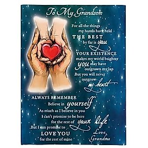 Oriwave Personalized Gifts for Grandson Custom Blankets to My Grandson Personalized Blanket from Grandma Birthday Christmas Thanksgiving Gifts for Grandson Grandson Gifts