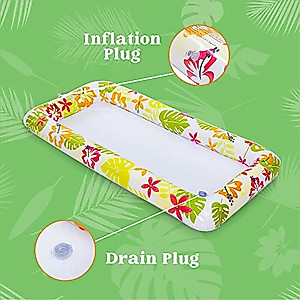 JOYIN 2 Pack Inflatable Serving Bars with Drain Plug, Tropical Inflatable Cooler Ice Buffet Salad Serving Trays Drink Holder for Indoor Outdoor Beach Luau Party, Picnic, and Pool Party,Yellow
