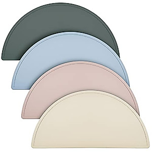 4 Packs Silicone Placemats for Baby Non Slip Placemats for Kids Toddlers Food Table Mats Portable Toddlers Placemats for Dining Table, 4 Colors(Gray, Apricot, Blue, Pink)