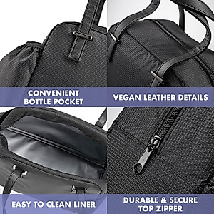 Fit & Fresh Lunch Bag For Women, Insulated Womens Lunch Bag For Work, Leakproof & Stain-Resistant Large Lunch Box For Women With Bottle Pocket, Bottle & Containers, Zipper Closure Laketown Bag Black