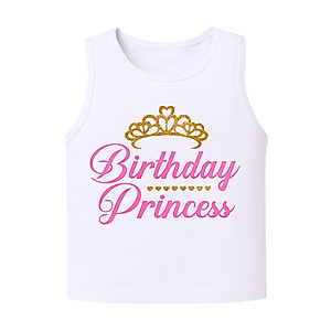 3rd 4th Birthday Outfit Baby Girls T-Shirt Top Vest Mini Tutu Skirt Crown Headband Three Four Years Cake Smash Photo Shoot Princess Kids Third Fourth Birthday Outfit Boho Party Hot Pink 3-4T