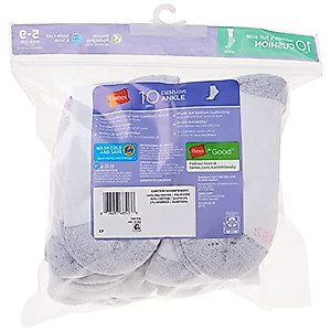 Hanes Womens Value, Ankle Soft Moisture-wicking Socks, Available In 10 And 14-packs Athletic-socks, White - 10 Pack, 5-9 US