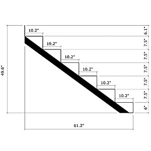 Zwinz Steel Stair Stringer 6 Step, Metal Stair Stringers for Deck Height 49.6 inches, Steel Stair Step Riser for Outside Stairs（2Pack)
