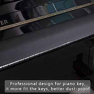Mooson Piano Keyboard Anti-Dust Cover High Technology Fabric Key Cover Cloth Fit For Upright Piano, Electric Piano & Grand piano (Dark blue) (Black)