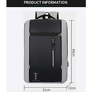 Taylor Knight Travel Laptop Backpack with USB Charging, Perfect for Business, School, College & Travel. Notebook Bag is suitable for Men and women, Great Gift for Laptop up to 15.6" (Grey)