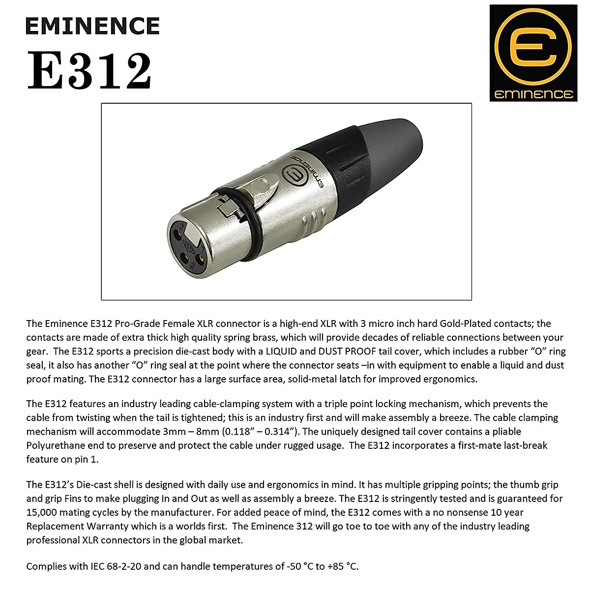 WORLDS BEST CABLES 2 Units - 3 Foot - Canare L-4E6S, Star Quad Balanced XLR to TRS Patch Cable with Eminence Gold E312 Female XLR & E502 TRS Stereo Plugs - Custom Made