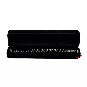 LILY TREACY Black Velvet Bracelet Necklace Watch Box Case Pendant Chain Gift, Holidays
