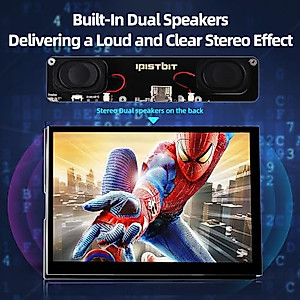 iPistBit 7" IPS LCD Touch Screen, No-Cable-Needed 1024X600 Dual-Speaker HDMI Small Touchscreen Monitor Compatible with Raspberry Pi 5 4 3 2 Zero B B+, Windows 11 10 8 7, Drive-Free