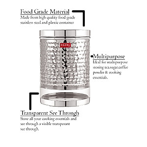 HAZEL Stainless Steel Kitchen Containers I Transparent Kitchen Container Set of 6, 3000 ml Each I Multipurpose Storage Box for kitchen containers set with Glossy Hammered Finish