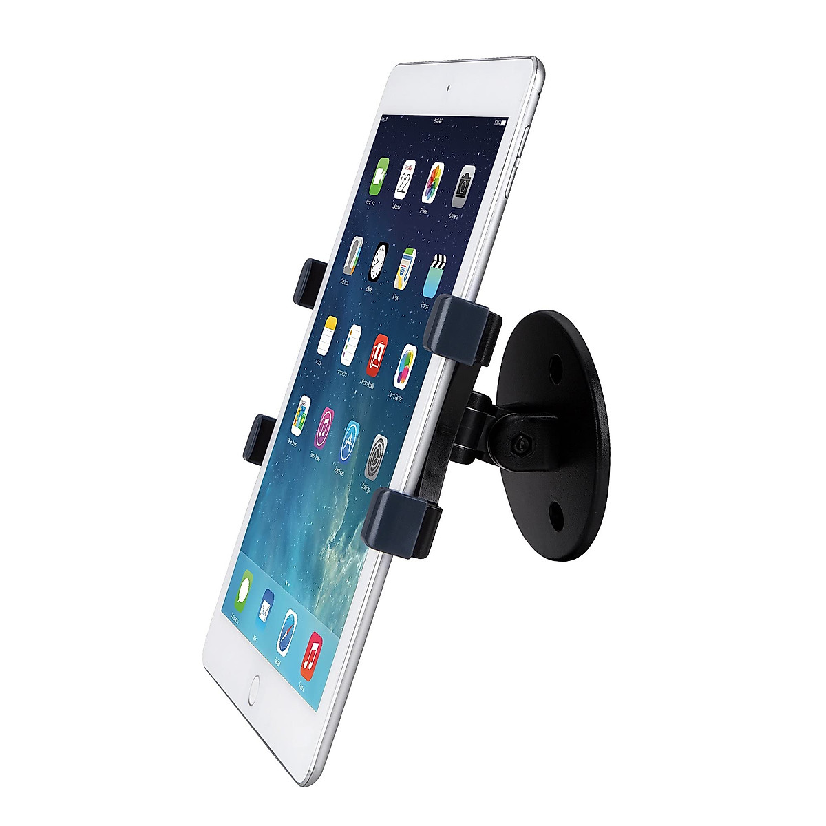 AboveTEK iPad Wall Mount, Swivel 360° Rotating Tablet Holder Two Brackets to Fit 6-13" Tablets, Horizontal/Vertical Tilt iPad Arm for Flexible Viewing Angles in Kitchen Showroom Retail Store (Black)