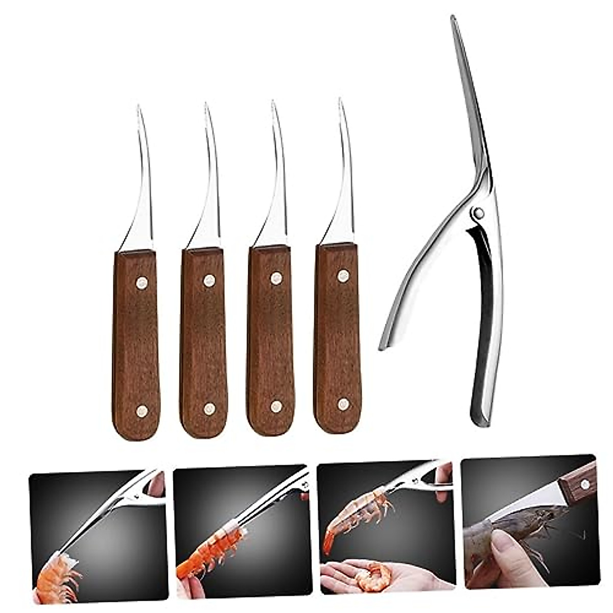RORPOIR 1 Set Stainless Steel Shrimp Opener Shrimp Cutter Seafood Deveiner Shrimp Cleaner and Deveiner Tool Oyster Crackers Tools for Fish Scale Remover Shrimp Cleaning Supplies
