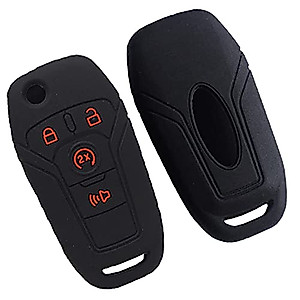 Suitable for Ford F150 F250 F350 4 Button Car Silicone Remote Control Key Cover, Auto Parts, Keyless Entry Remote Control Key Box Protective Cover, 2 Packs Black