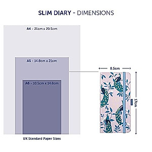 Busy B Slim Diary January to December 2024 - Peacocks - Week to View Slim Planner with Notes