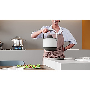 DesignNest PowerCooker Multi-cooker, Steamer, Auto Warmer, Fast Cooking, Portable Pot, Detachable Heating Base, 5 Cooking Models, Touch Control Panel, Soup, Rice, Stews, Oatmeal & Yogurt, White