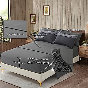 Yiran 7 Piece Black and White Comforter Set Queen Size Bed in A Bag Set with Sheets for Queen Bed - Luxury Bedding Sets for All Season - Comforter, Flat Sheet, Fitted Sheet, Pillow Shams, Pillowcases