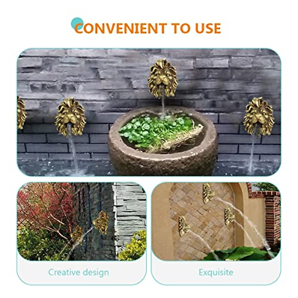 YARNOW Pond Nozzle Flowing Water Ornament 2 pcs Lion Head Pond Fountain Nozzle Fountain Lion Head Nozzle Garden Water Sprayer Water Feature Spitter Waterfall Pond Feature Pond Waterfall Feature