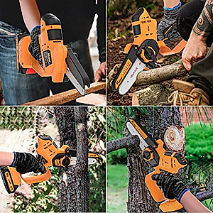 KittVegi Mini Chainsaw, 6 Inch Powerful Cordless Mini Saw with 2 Large Capacity Rechargeable Batteries & 2 Chains, Handheld Small Chainsaw for Tree Trimming Wood Cutting