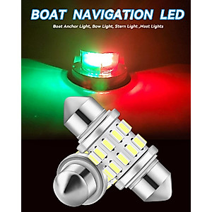 Keiurot 31MM Festoon Led Boat Navigation Lights Marine LED Navigation Light Boat LED Bow Light Anchor Light Mast Masthead Light 12V Led Boat Lights White, Pack of 2
