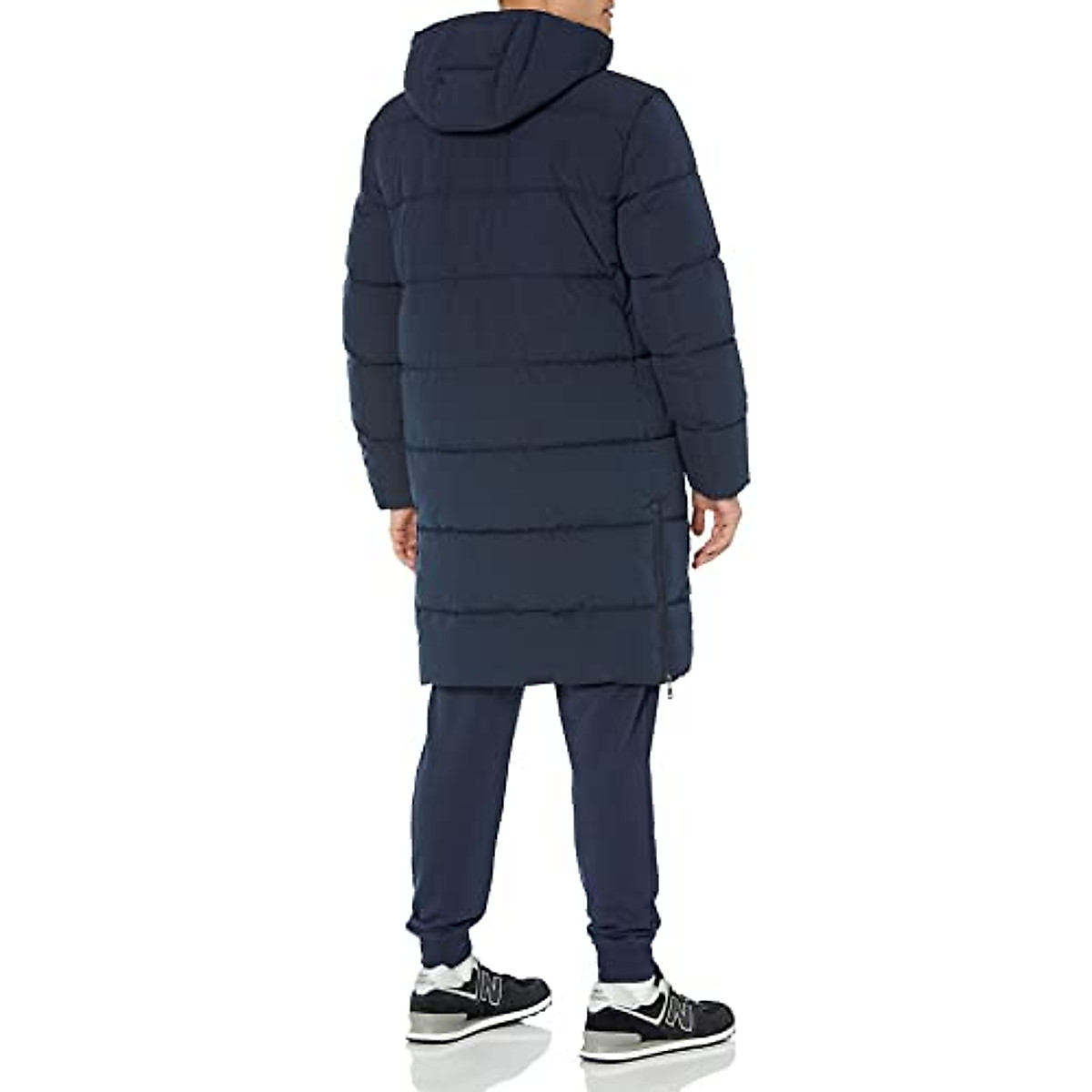 Amazon Essentials Men's Recycled Polyester Hooded Long Puffer, Navy, X-Large