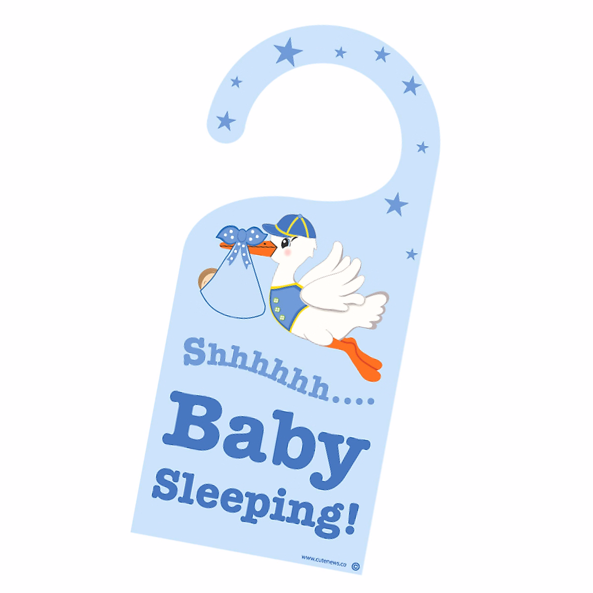 Baby Boy Sleeping Stork Door Hanger, Do not Knock/Disturb Newborn Sign, Gift