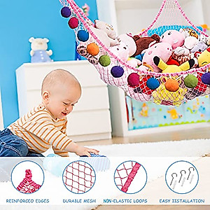 CanJoo Stuffed Animal Net, Stuffed Animal Hammock Wall Hanging Mesh Toy Net Hammock for Stuffed Animals Stuff Animal Toy Storage Organizer Net Plush Toy Corner Net Holder for Kids' Play Room Bedroom