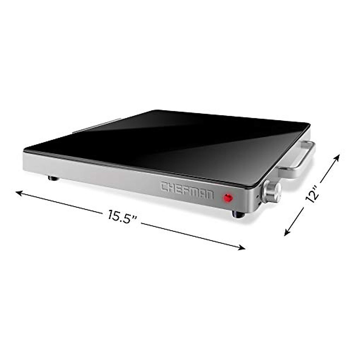 Chefman Compact Glasstop Warming Tray with Adjustable Temperature Control Perfect for Buffets, Restaurants, Parties, Events, Home Dinners and Travel, Mini 15x12 Inch Surface, Keeps Food Hot, Black