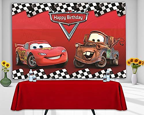 RUINI Car Racing Themed Backdrop Cartoon Cars Mobilization Birthday Party Decorations Backdrop 5x3FT