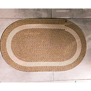 Tly Home-Beige Striped-Jute Door mat Rug -Jute Mats 19.6 x 31.50 Inches -Naturel Mats-Patterned Door Front-Bath Mat-Rug Mats Natural-Balcony mats-Gift- Houseware-Home Decore-Natural Welcome Doormat